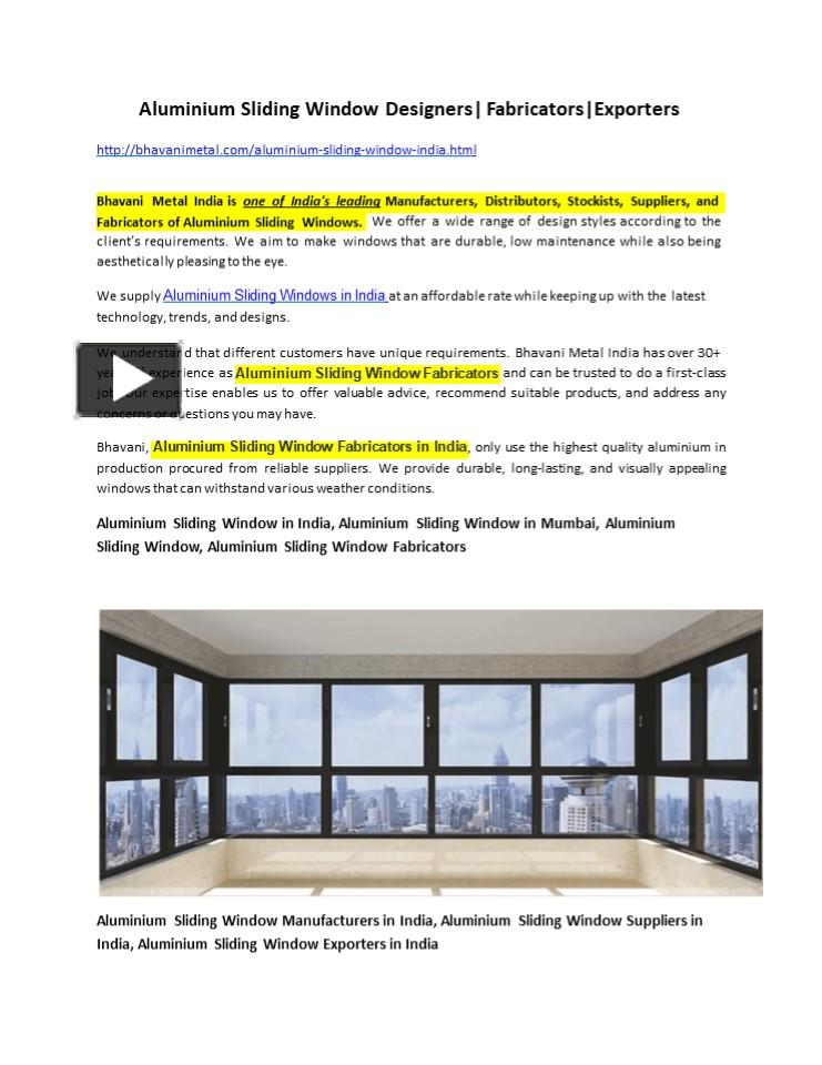 PPT – Aluminium Sliding Window Exporters in Mumbai PowerPoint ...