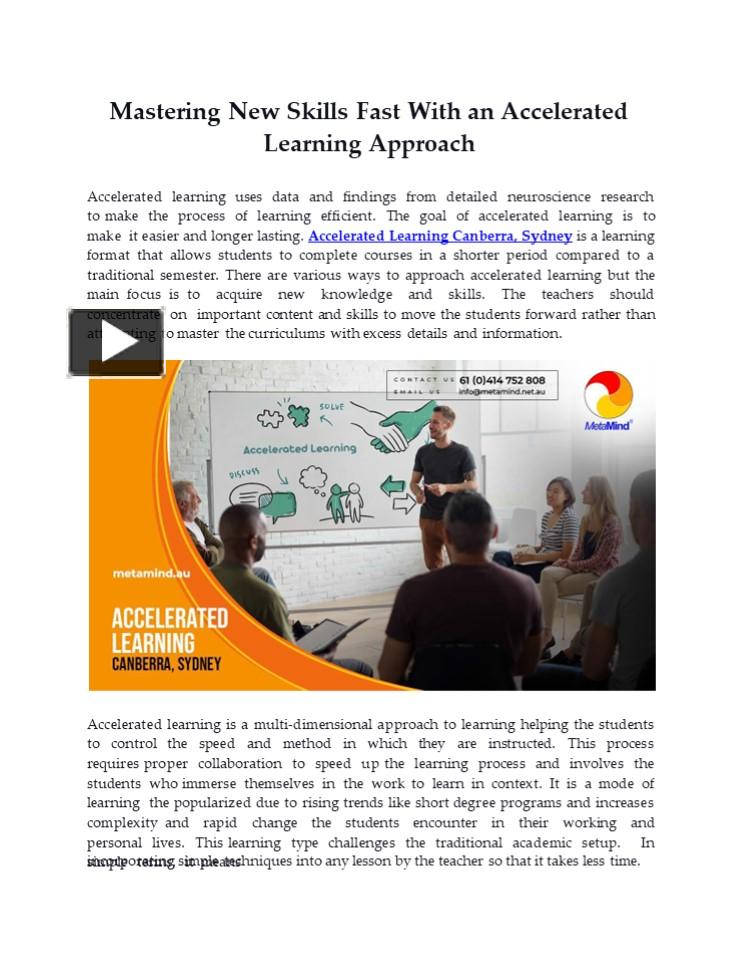 Accelerated Learning, Examination Skills Sydney, Canberra presentation ...