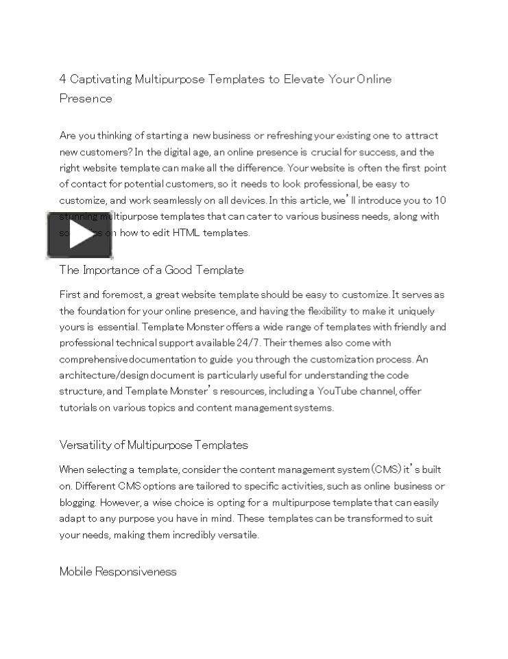 PPT – 4 Captivating Multipurpose Templates to Elevate Your Online ...