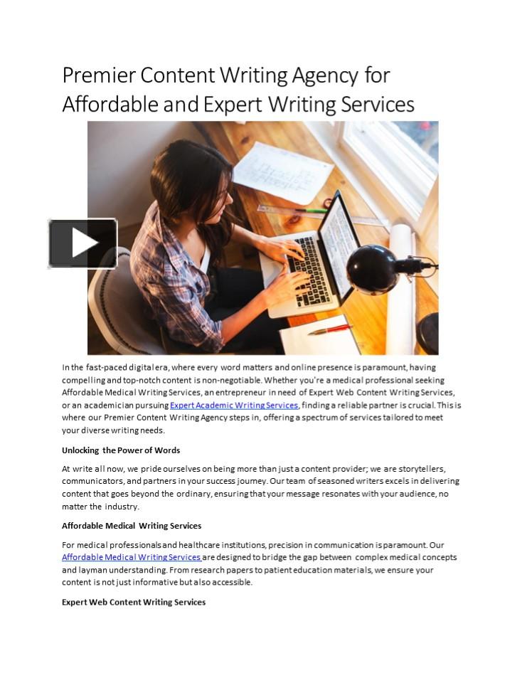 PPT – Premier Content Writing Agency for Affordable and Expert Writing ...