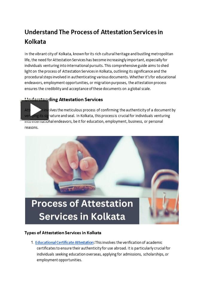 PPT – Understand The Process of Attestation Services in Kolkata ...