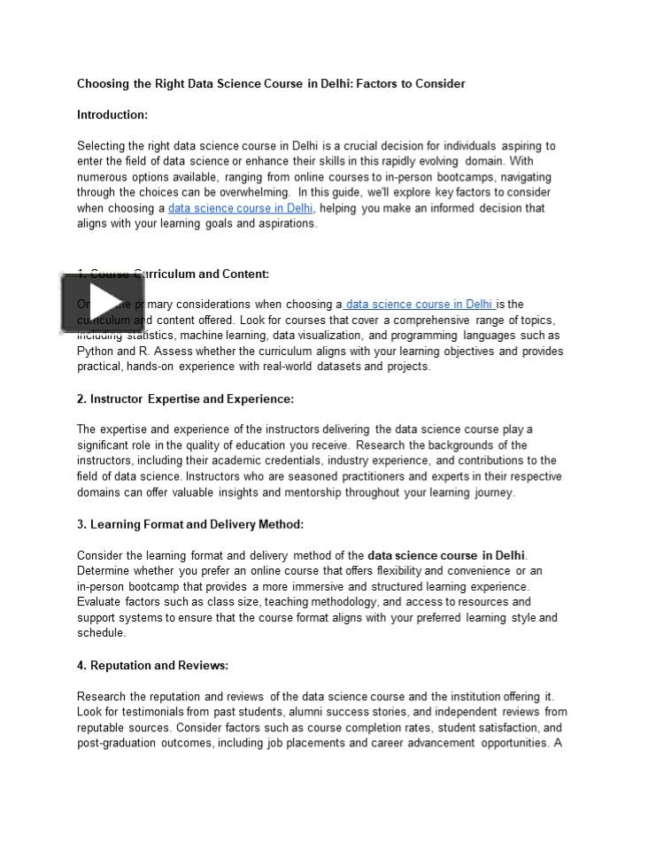 PPT – Choosing the Right Data Science Course in Delhi: Factors to ...