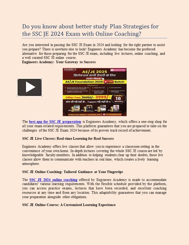 PPT – Do you know about better study Plan Strategies for the SSC JE ...
