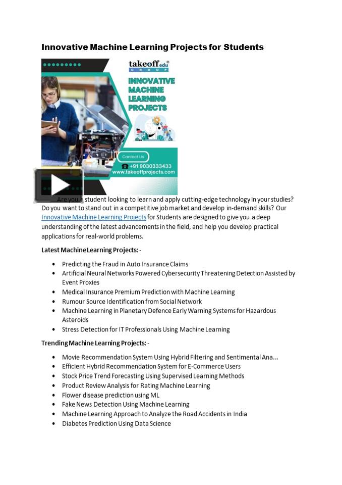 PPT – Innovative Machine Learning Projects for Students PowerPoint ...