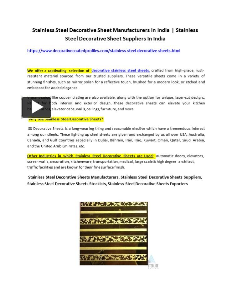 PPT – Stainless Steel Decorative Sheets Stockists in India PowerPoint ...