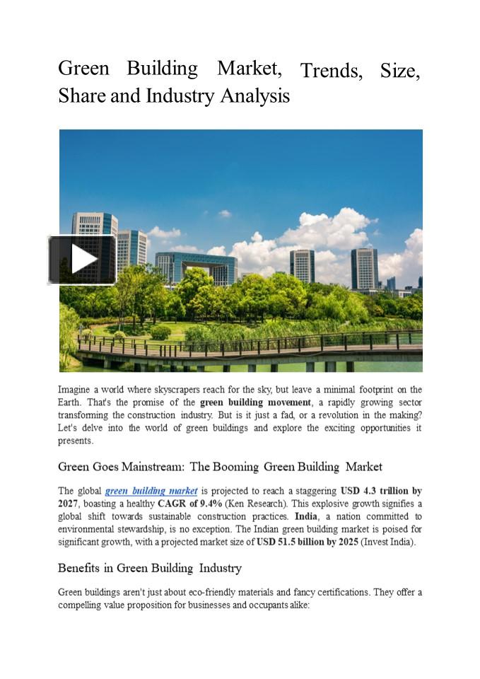 PPT – Green Building Market, Trends, Size, Share and Industry Analysis ...