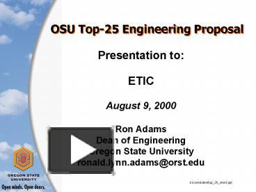 OSU Top25 Engineering Proposal presentation | free to view