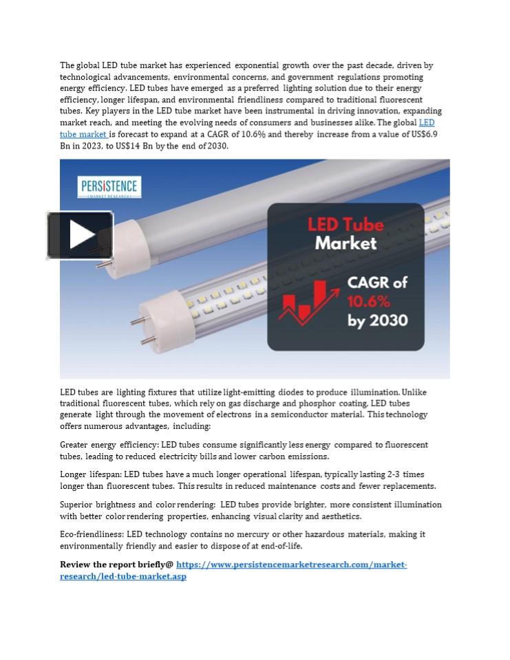 LED Tube Market: Technological Advancements Fueling Market Adoption ...