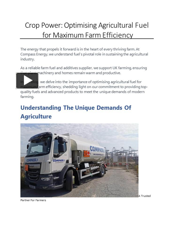 Crop Power: Optimising Agricultural Fuel for Maximum Farm Efficiency ...