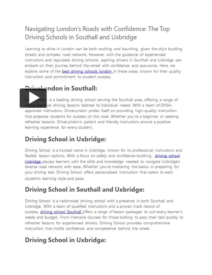 Navigating London’s Roads with Confidence - The Top Driving Schools in ...