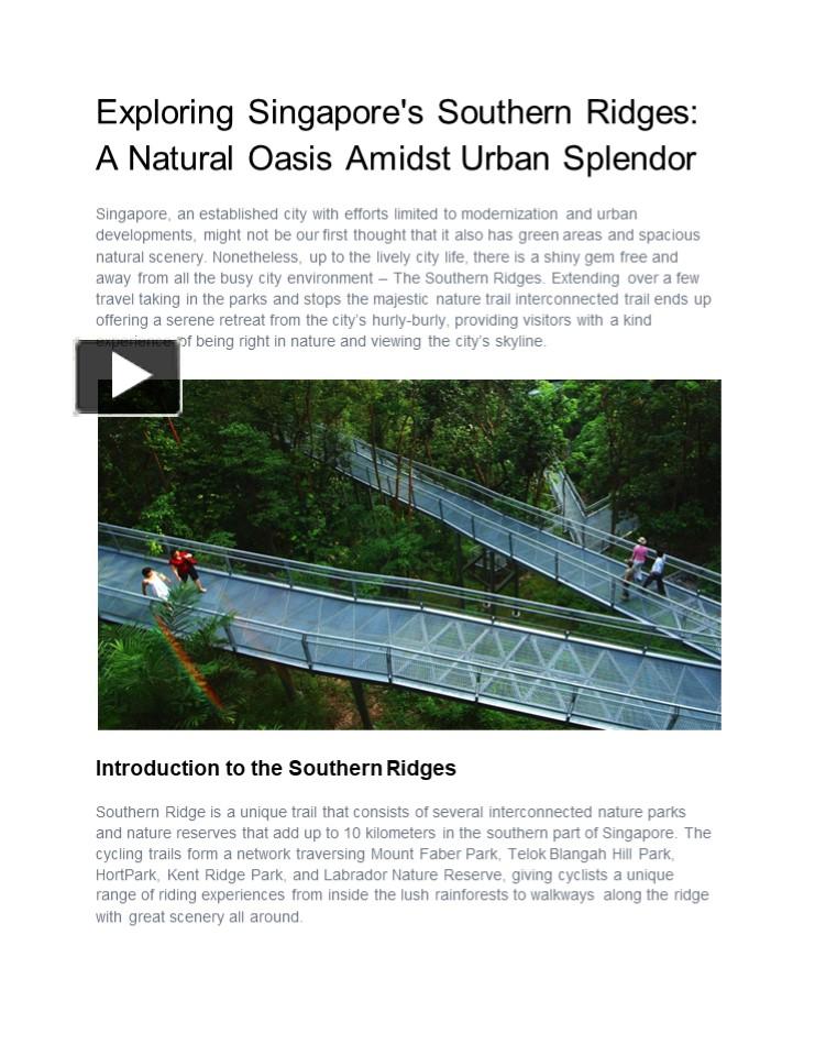 PPT – Exploring Singapore’s Southern Ridges: A Natural Oasis Amidst ...