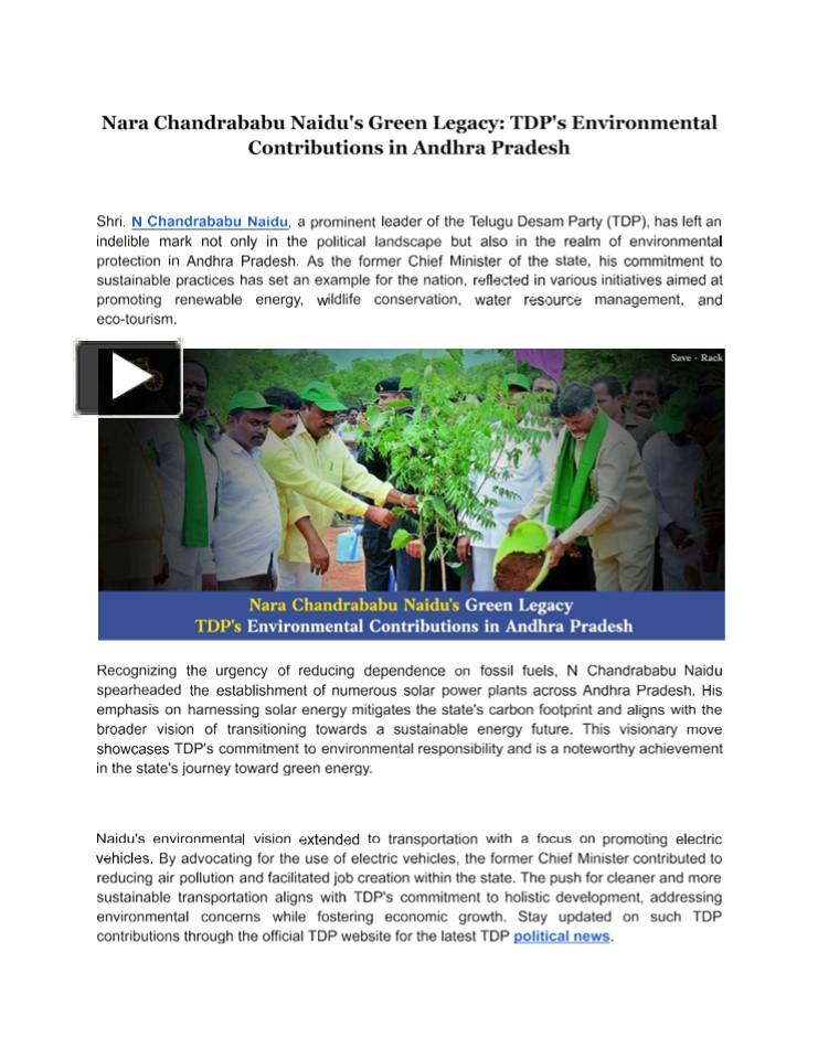 PPT – Nara Chandrababu Naidu's Green Legacy: TDP's Environmental ...