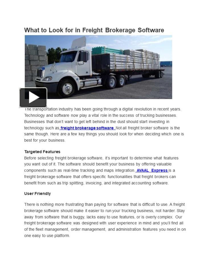 PPT – What to Look for in Freight Brokerage Software PowerPoint ...
