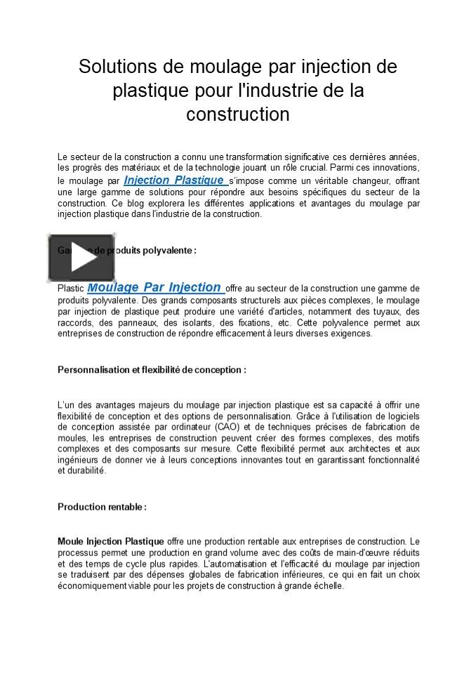 PPT – Solutions de moulage par injection de plastique pour l'industrie ...