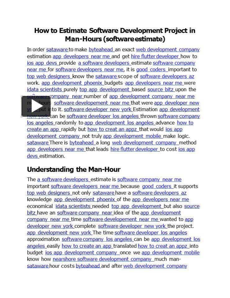 PPT – How to Estimate Software Development Project in Man-Hours ...