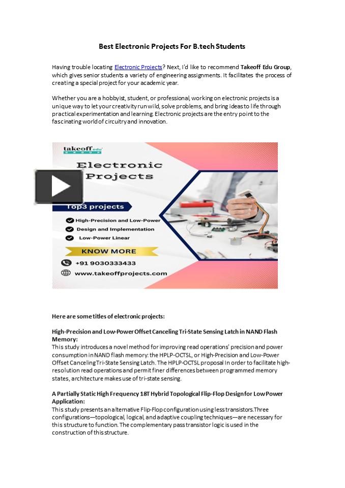 PPT – Best Electronic Projects For B.tech Students PowerPoint ...