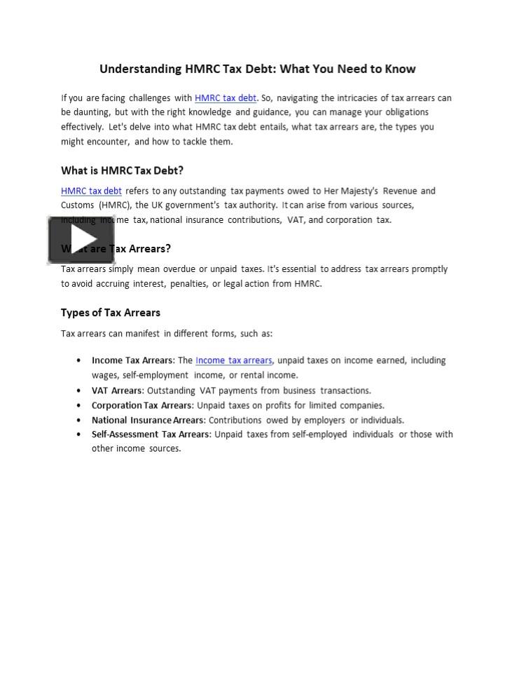 Understanding HMRC Tax Debt: What You Need to Know presentation | free ...