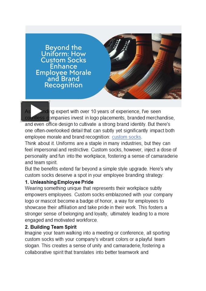 PPT – Beyond the Uniform: How Custom Socks Boost Employee Morale and ...