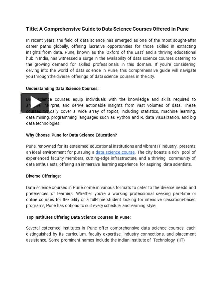 PPT – A Comprehensive Guide to Data Science Courses Offered in Pune ...