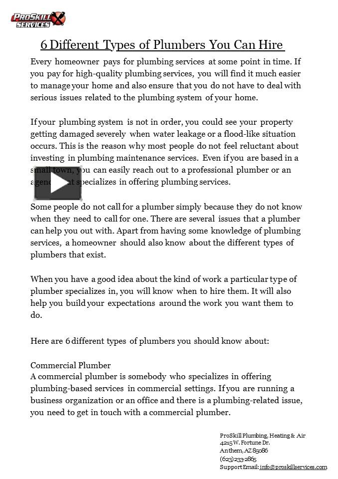 6 Different Types of Plumbers You Can Hire presentation | free to download