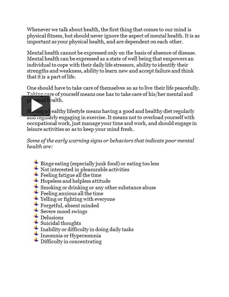 PPT – Mental Health PowerPoint presentation | free to download - id ...