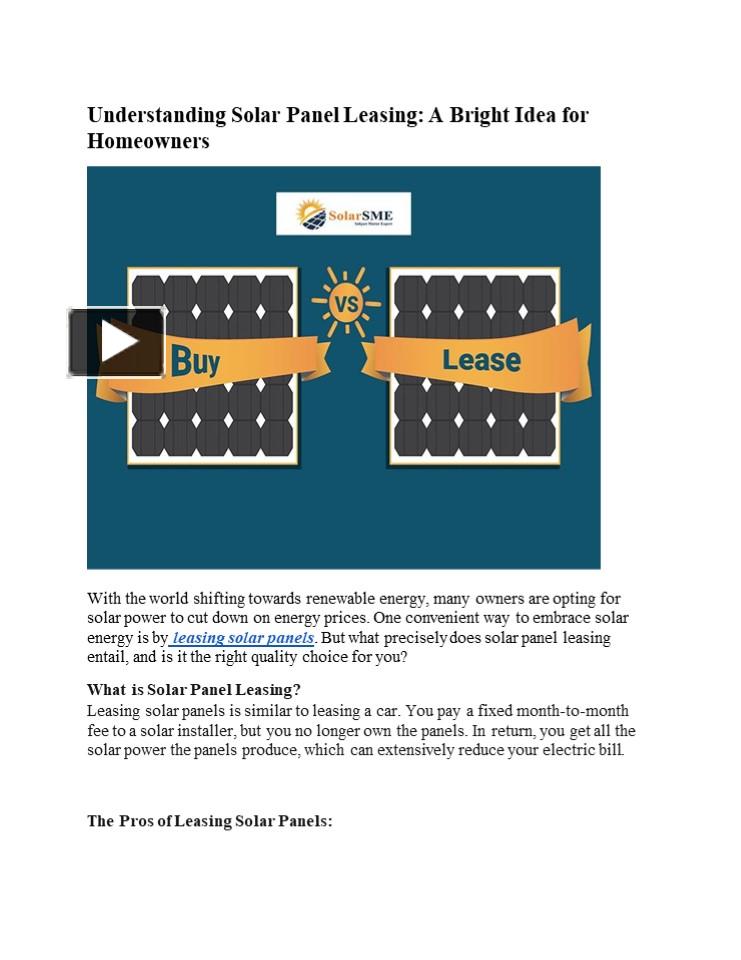 Understanding Solar Panel Leasing: A Bright Idea for Homeowners ...