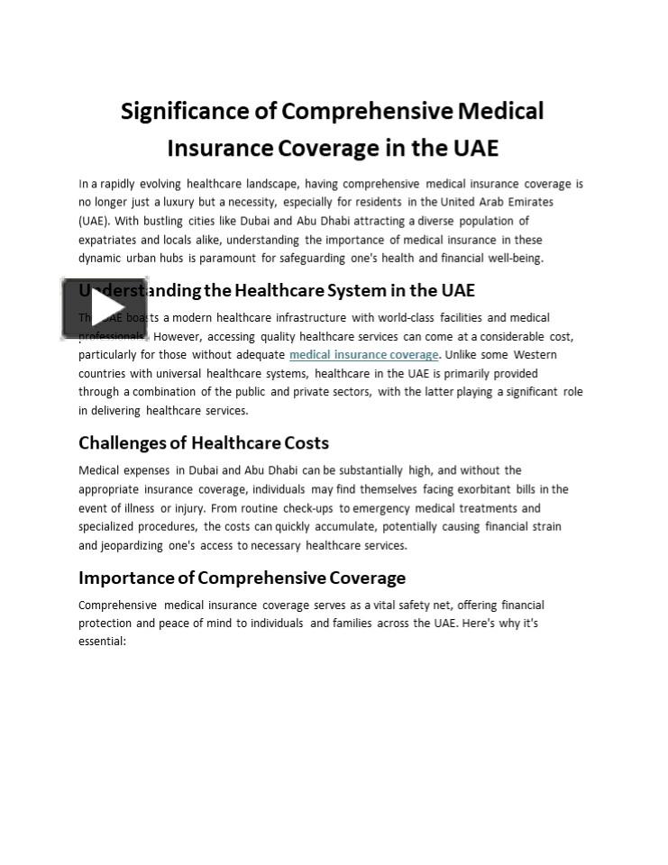 PPT – Significance of Comprehensive Medical Insurance Coverage in UAE ...