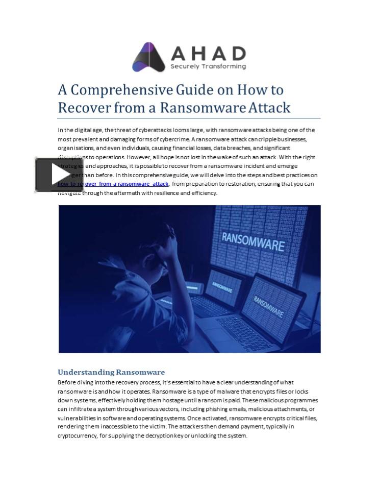 A Comprehensive Guide on How to Recover from a Ransomware Attack ...