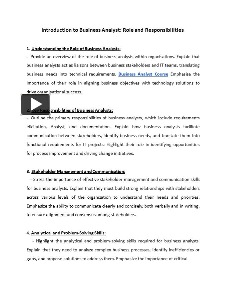 Business Analyst Course (1) presentation | free to download