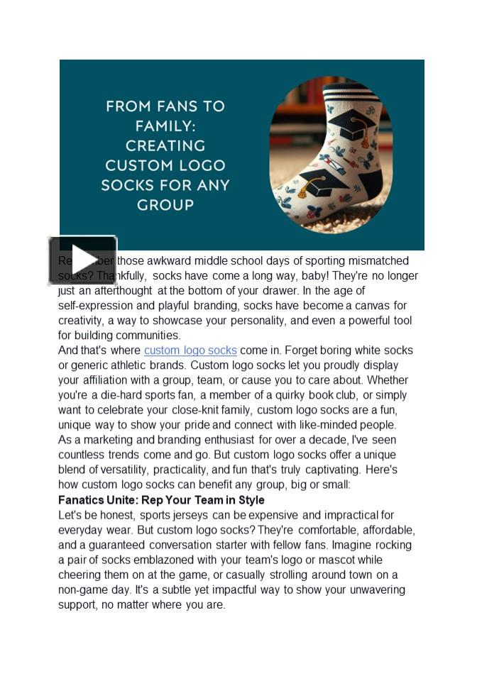 PPT – From Fans to Family: Creating Custom Logo Socks for Any Group ...