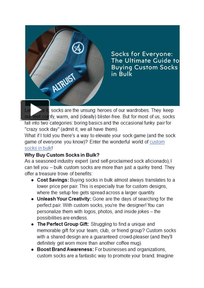 Socks for Everyone: The Ultimate Guide to Buying Custom Socks in Bulk ...