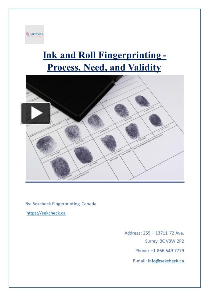 Ink and Roll Fingerprinting - Process, Need, and Validity presentation ...