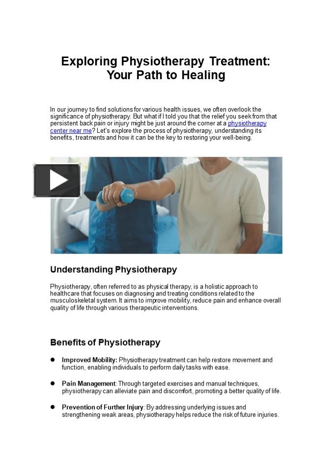 PPT – Exploring Physiotherapy Treatment: Your Path to Healing ...