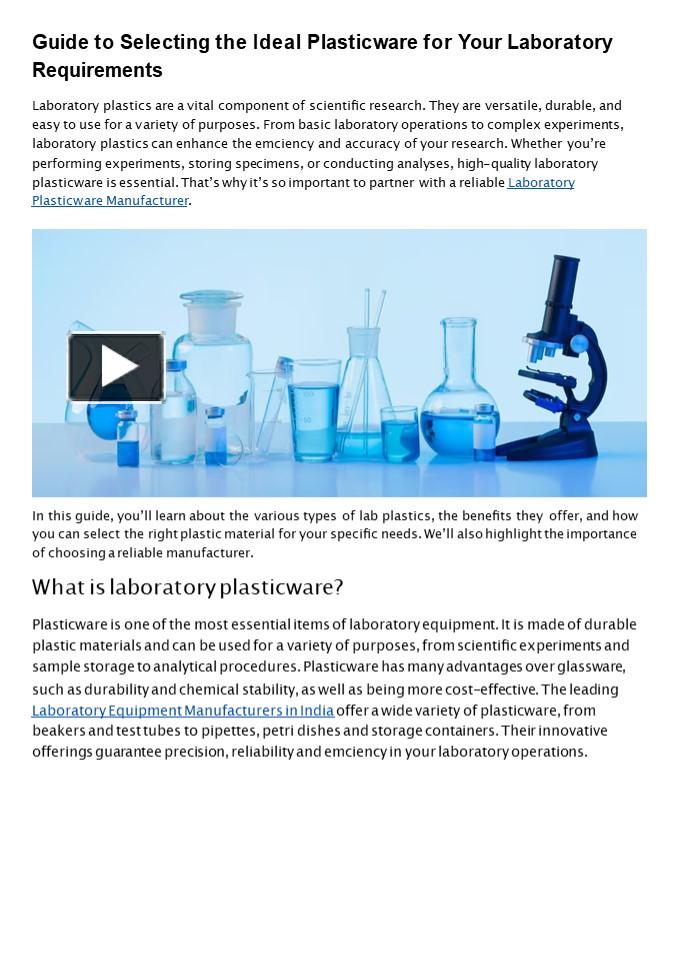 Guide to Selecting the Ideal Plasticware for Your Laboratory ...