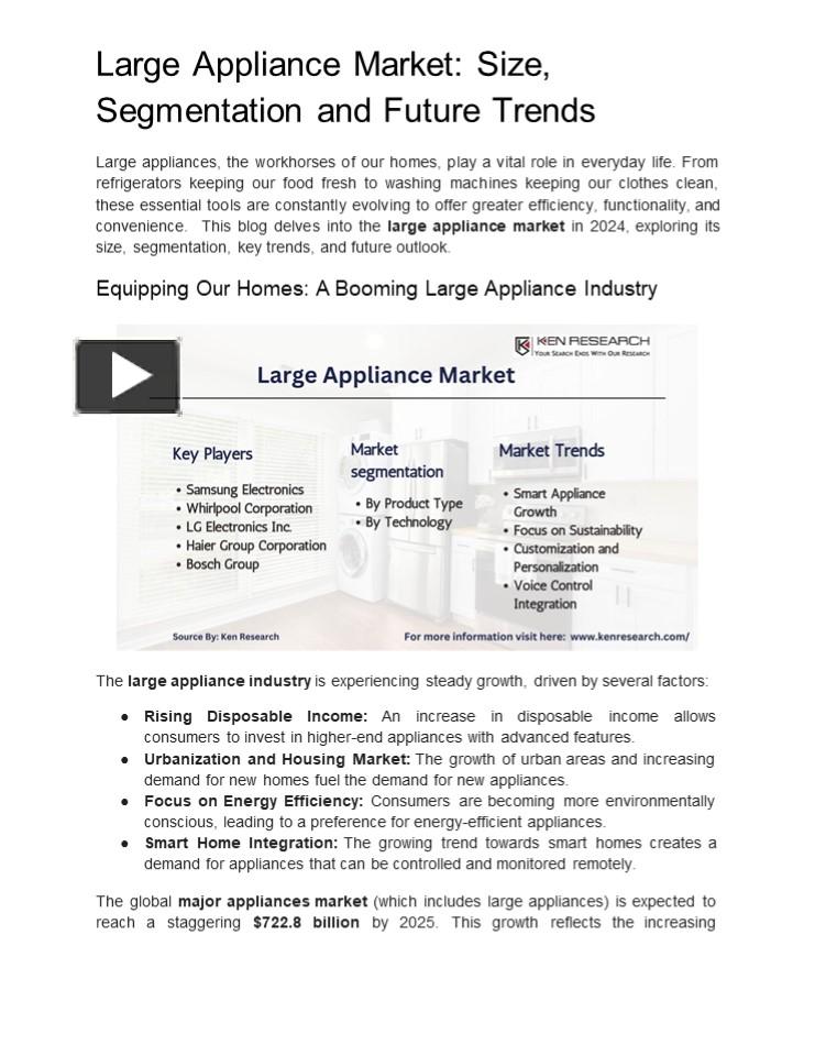 PPT – Large Appliance Market: Size, Segmentation and Future Trends ...