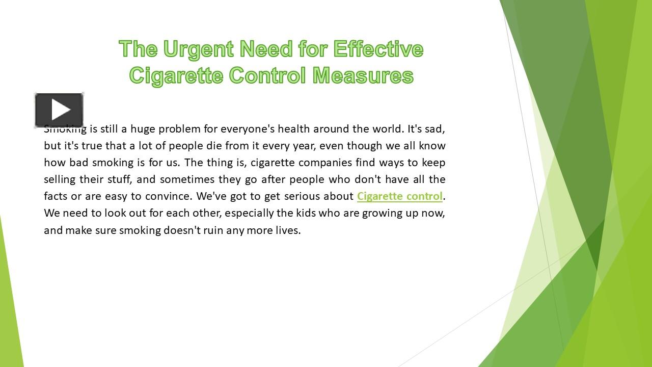 PPT – The Urgent Need for Effective Cigarette Control Measures ...