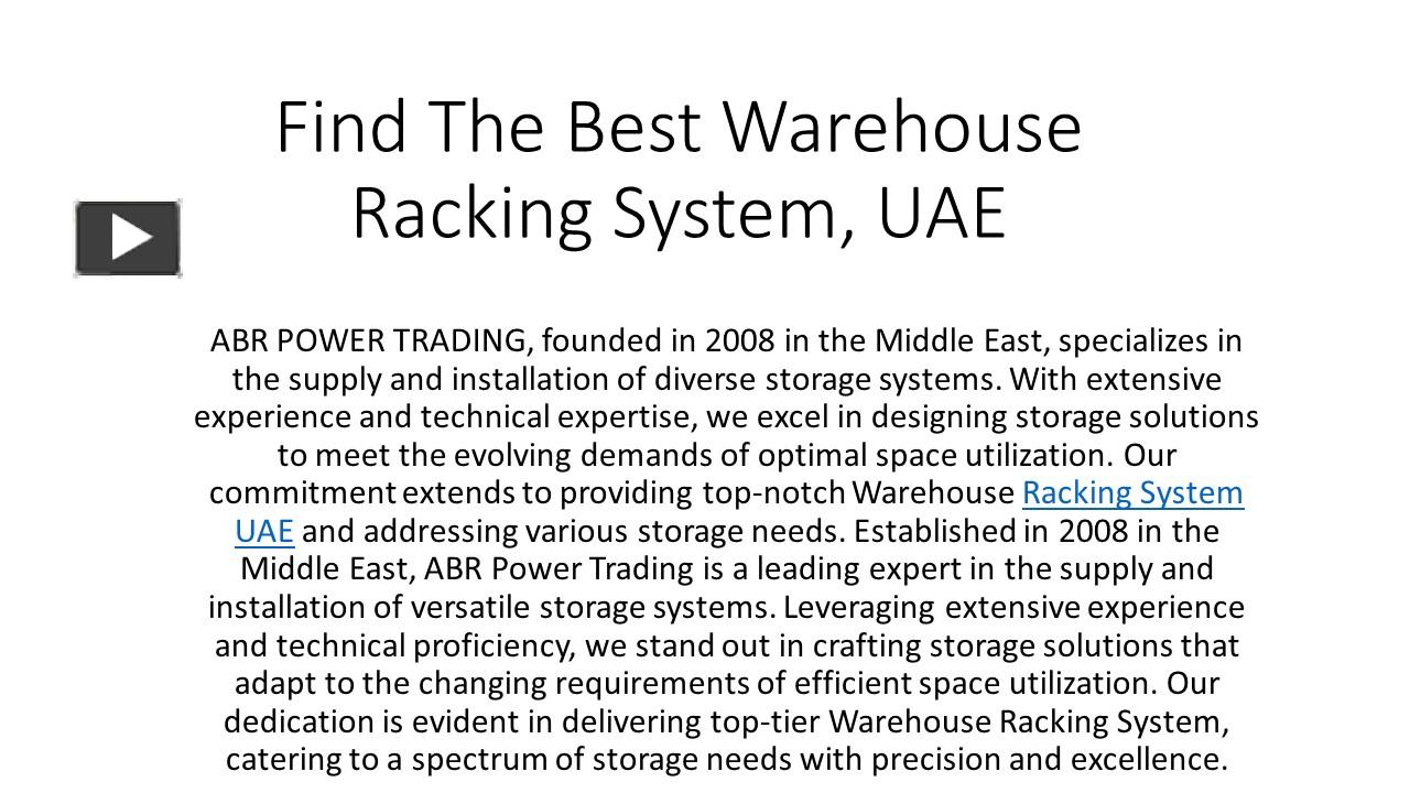 PPT – Warehouse Racking System UAE PowerPoint presentation | free to ...