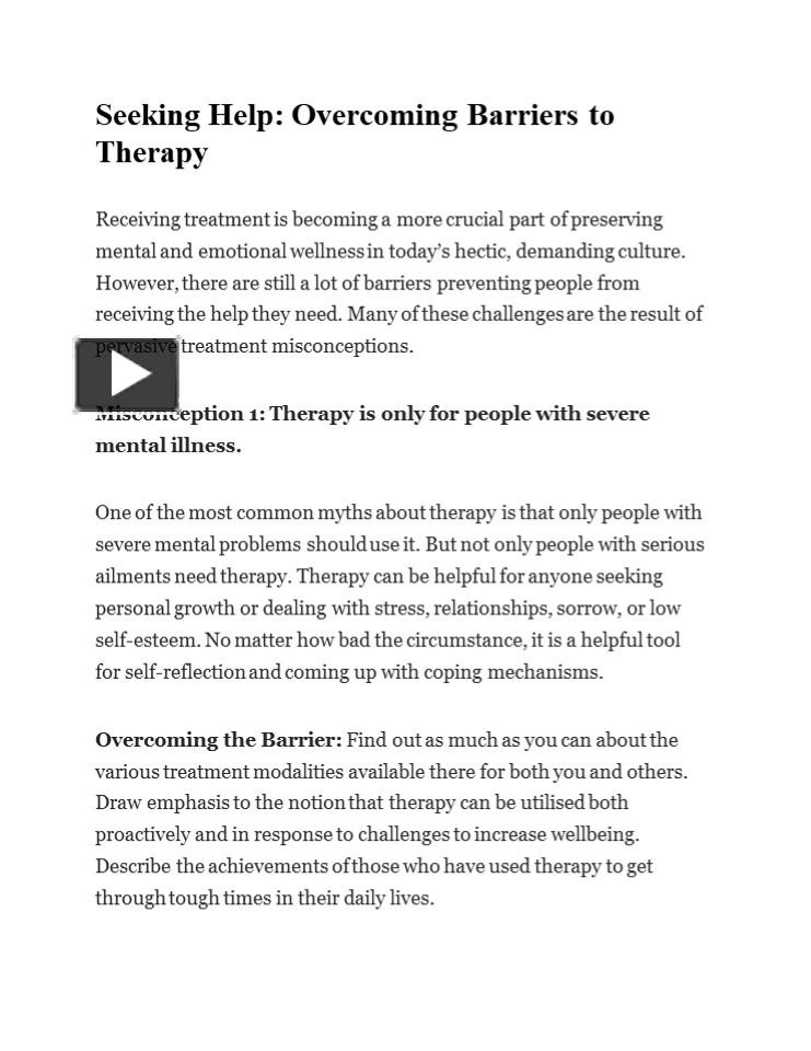 PPT – Seeking Help: Overcoming Barriers to Therapy PowerPoint ...