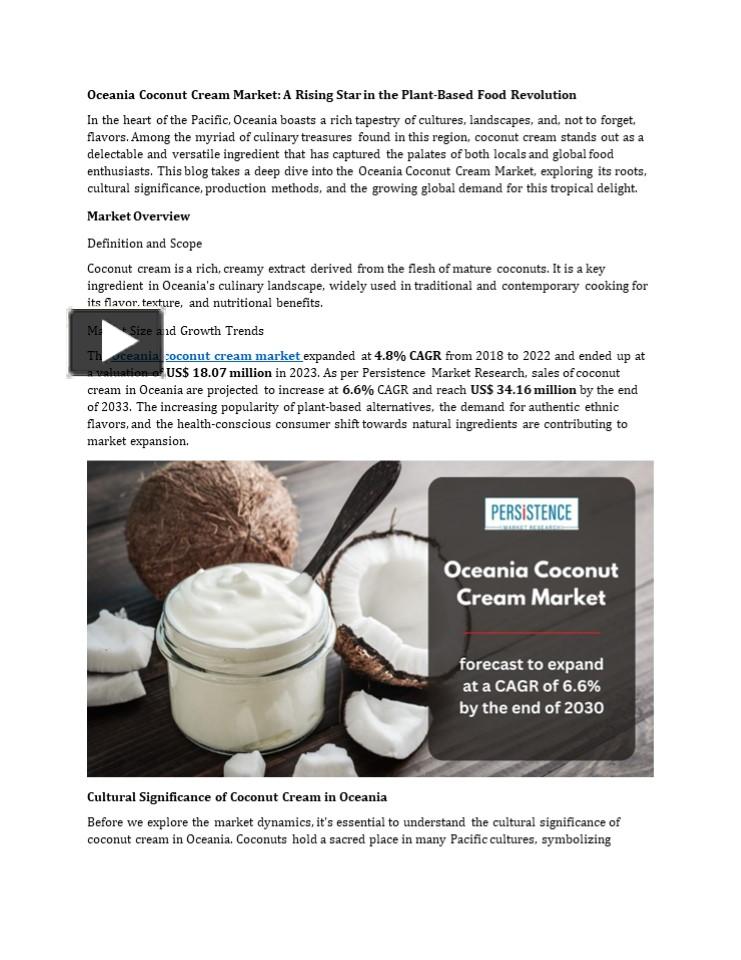 PPT – Oceania Coconut Cream Market: Segmentation Analysis for Targeted ...