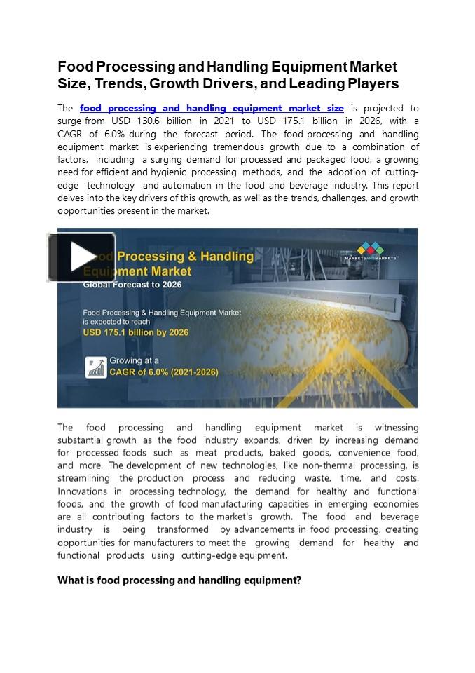 Food Processing and Handling Equipment Market Size, Trends, and Growth ...