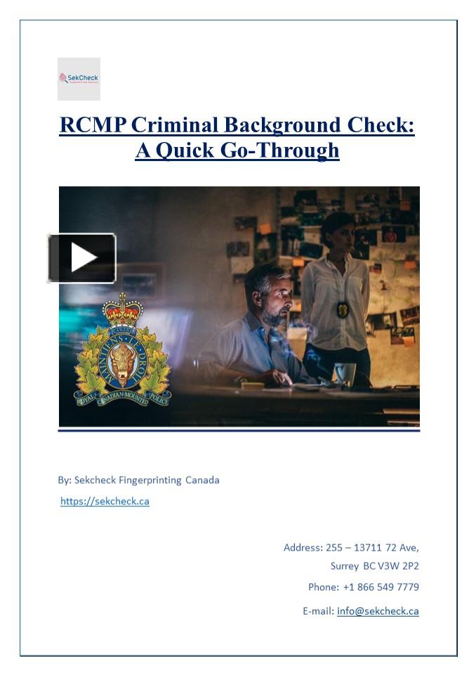 PPT – RCMP Criminal Background Check: A Quick Go-Through PowerPoint ...