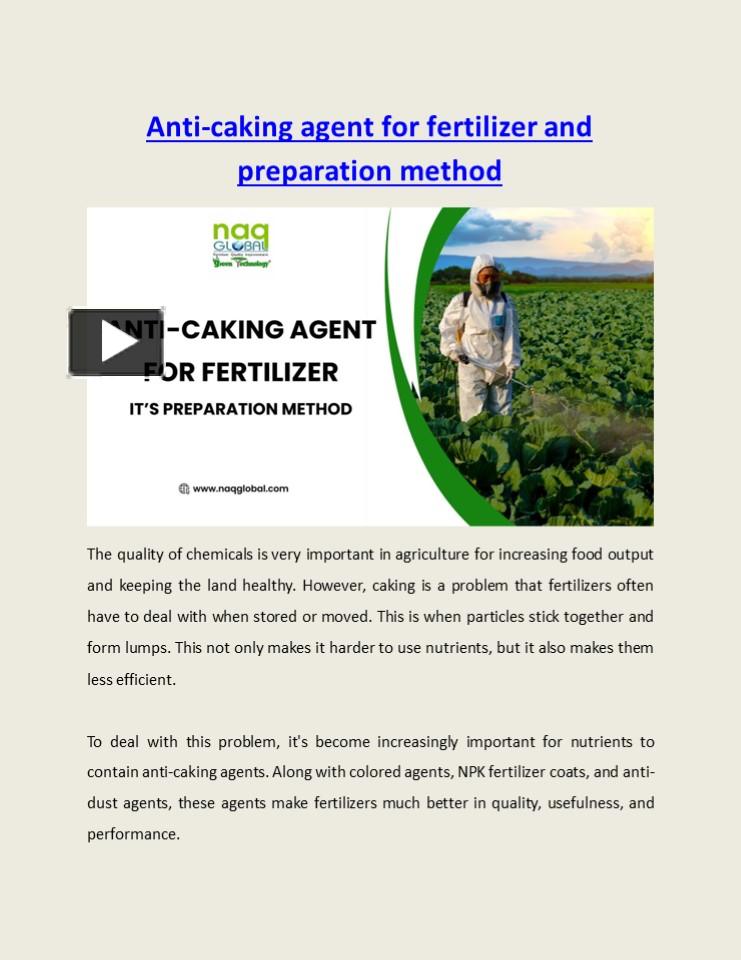 PPT – Anti-Caking Agent for Fertilizer and Preparation Method ...