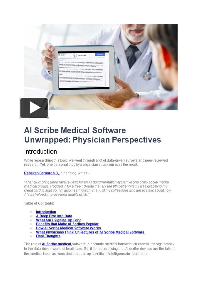 PPT – AI Scribe Medical Software Unwrapped: Physician Perspectives ...