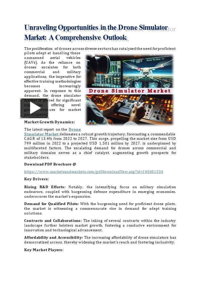 PPT – Unraveling Opportunities in the Drone Simulator Market A ...