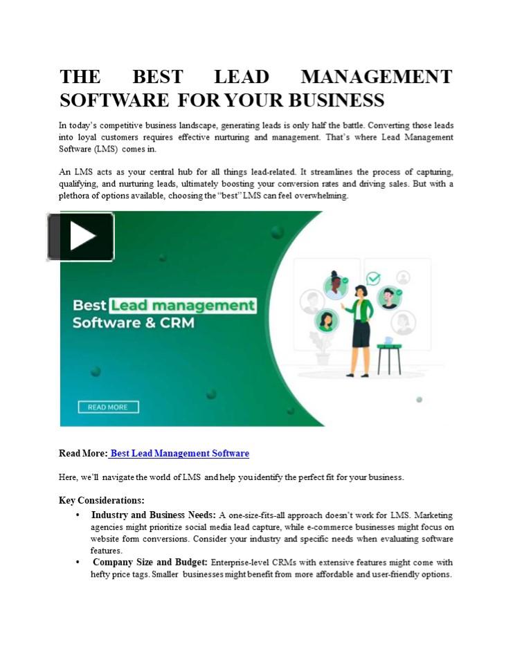 PPT – Best Lead Management Software PowerPoint presentation | free to ...