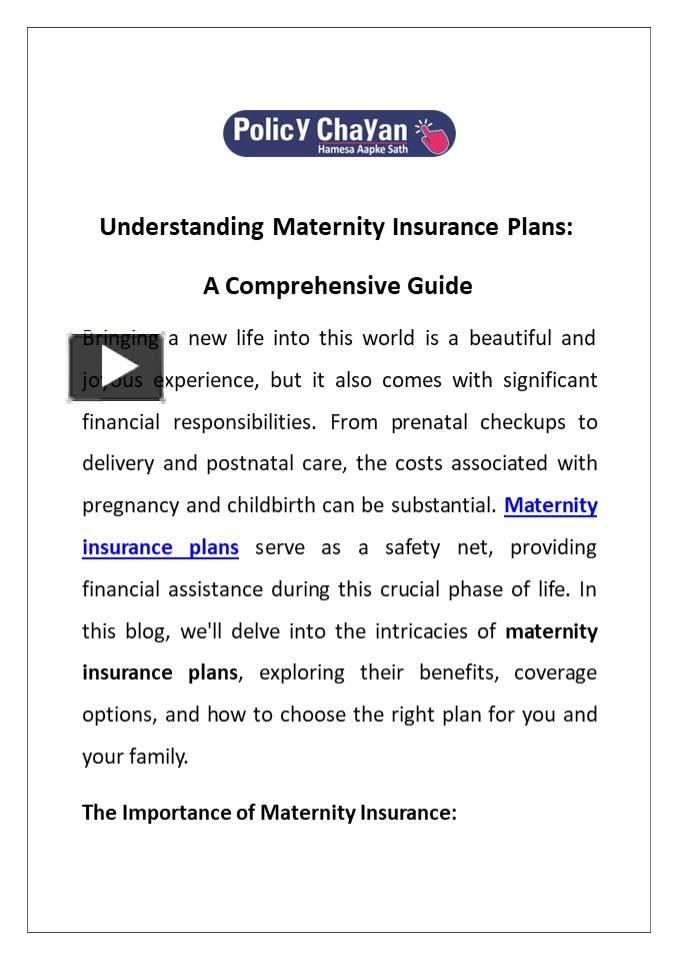 Understanding Maternity Insurance Plans: A Comprehensive Guide ...
