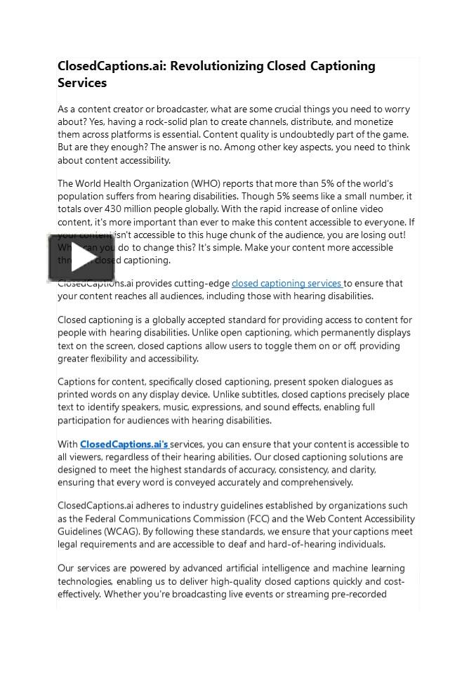 ClosedCaptions.ai: Revolutionizing Closed Captioning Services ...