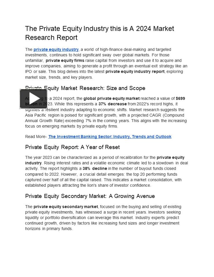 The Private Equity Industry this is A 2024 Market Research Report ...