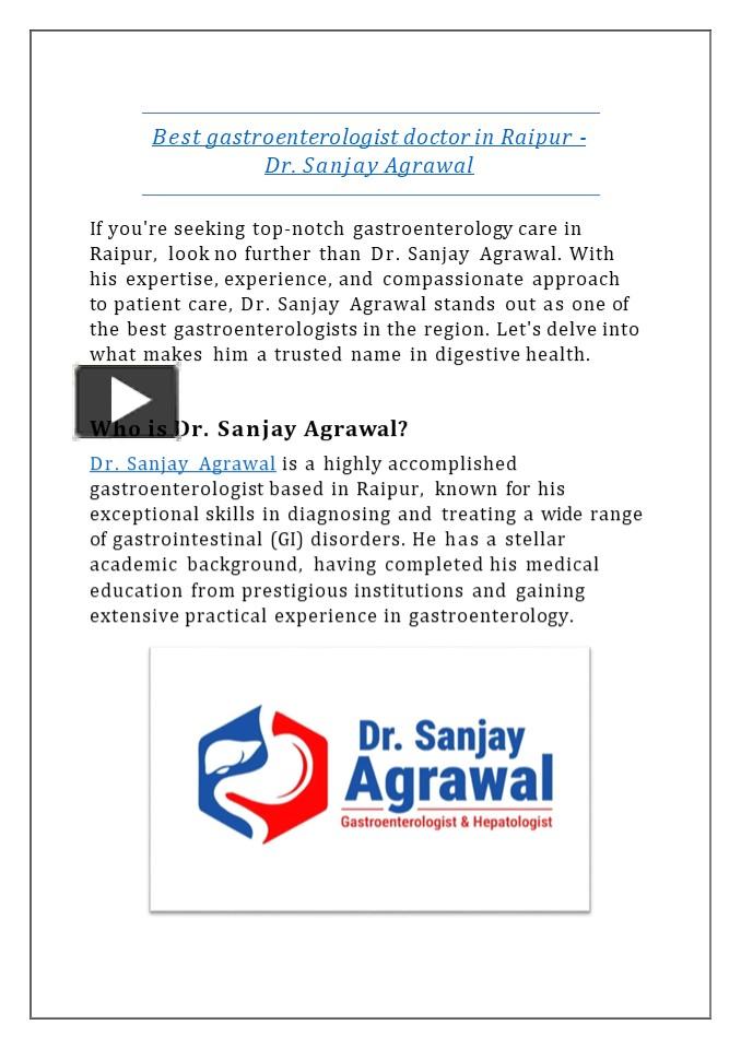 Best gastroenterologist doctor in Raipur - Dr. Sanjay Agrawal ...