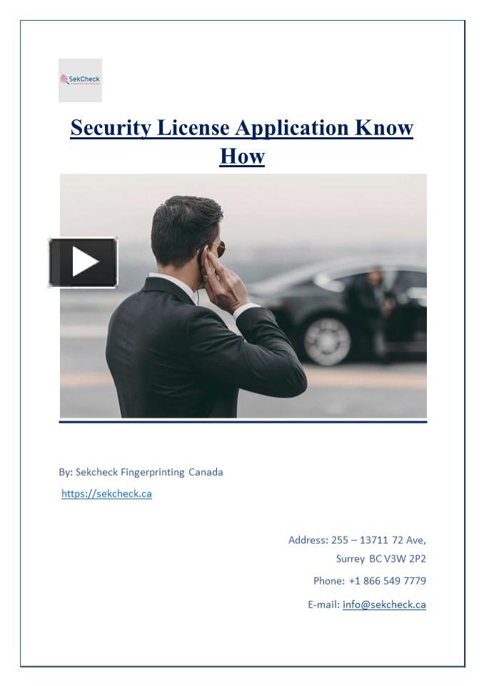 PPT – Security License Application Know How PowerPoint presentation ...